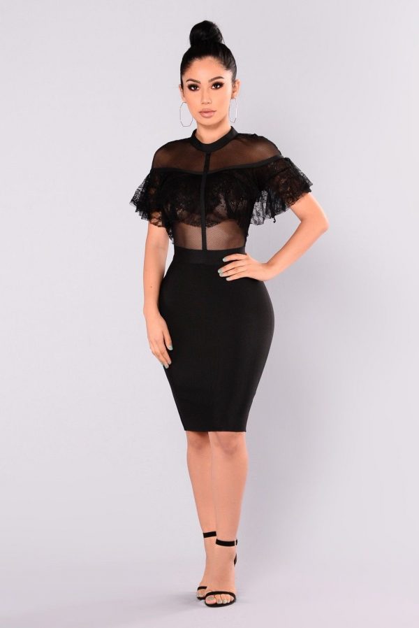 SHEER RUFFLE LACE DETAIL MINI DRESS | ADDICTED2FASHION