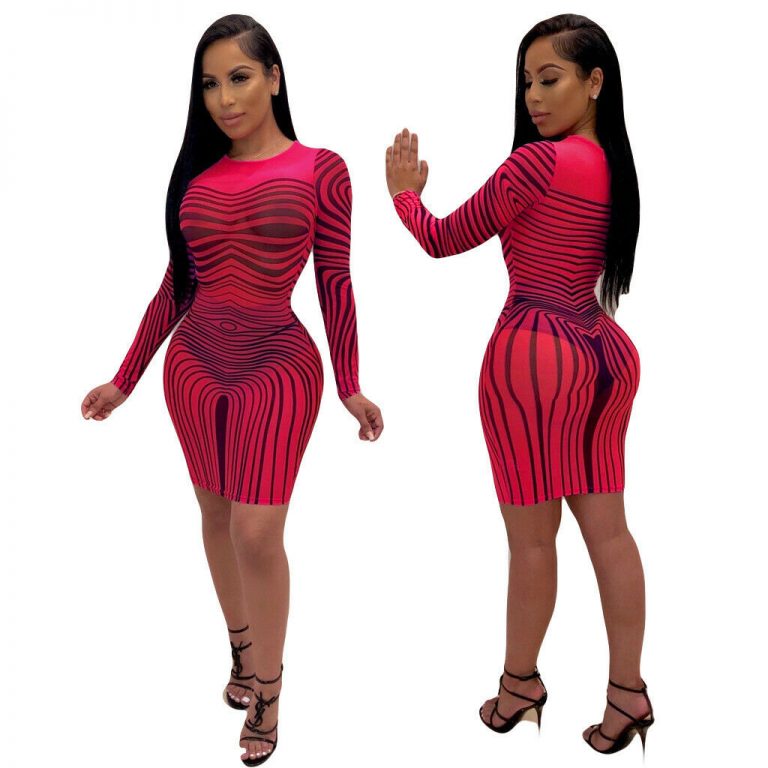 SHEER MESH NEON STRIPE MINI DRESS | ADDICTED2FASHION