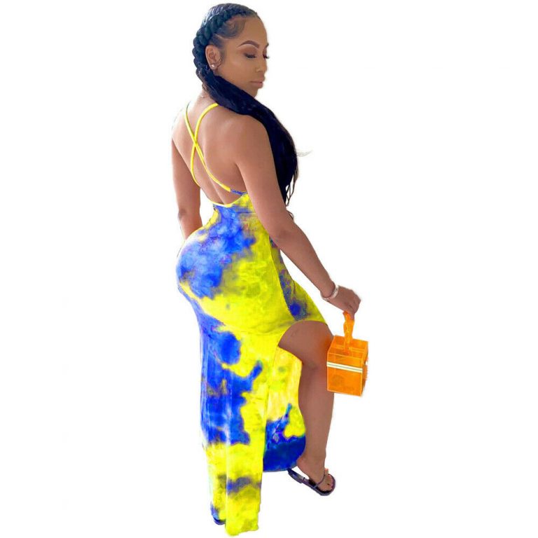 SPAGHETTI STRAP HIGH SPLIT TIE DYE MAXI DRESS *SALE* | ADDICTED2FASHION